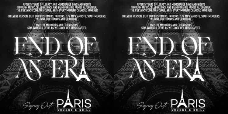 Paris Lounge Shuts Down After Five-Year Run